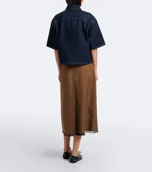 Prada Chiffon-trimmed Virgin Wool Midi Skirt