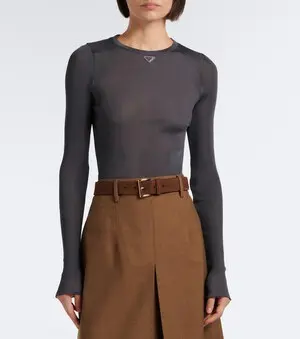Prada Ribbed-knit Silk Top