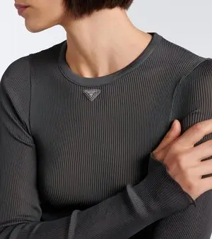 Prada Ribbed-knit Silk Top