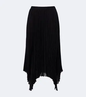 Valentino Garavani Asymmetric Plisse Georgette Midi Skirt - Black