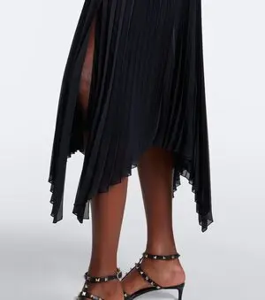 Valentino Garavani Asymmetric Plisse Georgette Midi Skirt