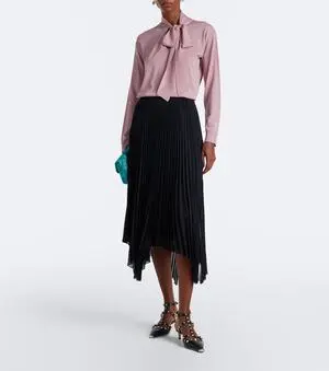 Valentino Garavani Asymmetric Plisse Georgette Midi Skirt