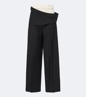RÓHE Wool And Mohair Paneled Wide-leg Pants - Black