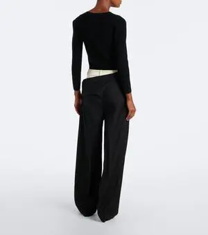 RÓHE Wool And Mohair Paneled Wide-leg Pants
