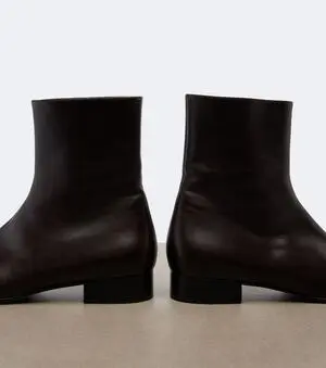 THE ROW Cindy Leather Ankle Boots