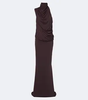 DE LA VALI Lurna Draped Jersey Maxi Dress - Brown
