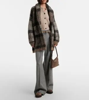 Brunello Cucinelli Checked Sequined Wrap Cardigan