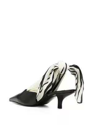 TOTEME Nappa Leather Slingback Heels With Striped Scarf Detail