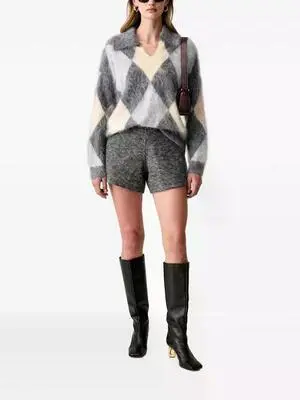 SILVIAN HEACH Brushed-effect High-waist Shorts