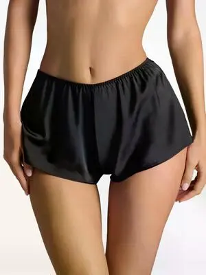 SCANDALE Embroidered Satin Shorts - Black