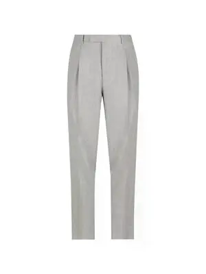 Zegna Pleated Tapered Trousers - Grey