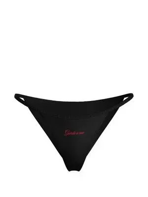 SCANDALE Dédicace Embroidered Satin Briefs - Black