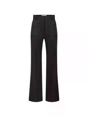 Victoria Beckham Patch-pocket Wide-leg Trousers - Grey