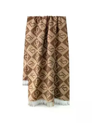 TWINSET Monogram-pattern Fringed Scarf - Brown