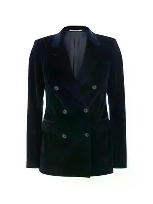 Tagliatore Parigi Double-breasted Velvet Blazer - Blue