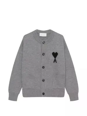 AMI Paris De Coeur Wool Cardigan - Grey