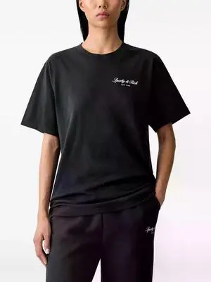 SPORTY & RICH Logo-print Cotton T-shirt - Black