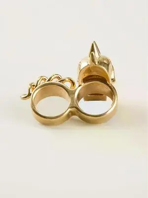 Alexander McQueen Double Finger Mohican Skull Ring