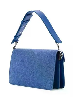 JW Anderson Royal Calf Leather And Wool Felt Logo Purse