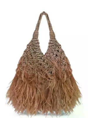 HIBOURAMA Vannifique Feather-trim Shoulder Bag