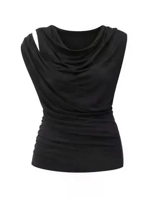 Alpha Studio Draped Cut-out Top - Black