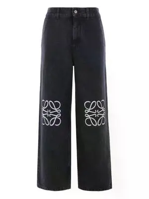 Loewe Anagram Wide-leg Jeans - Black
