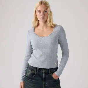 LEVI'S Dry Goods Pointelle Lace Long Sleeve Top
