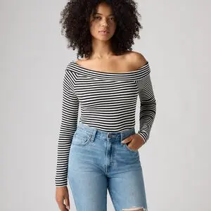 LEVI'S Clara Off Shoulder Long Sleeve Top - Grey