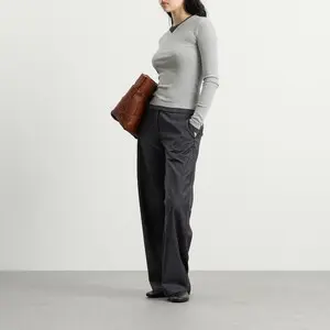 ST. AGNI Organic Cotton V-neck Long Sleeve Top