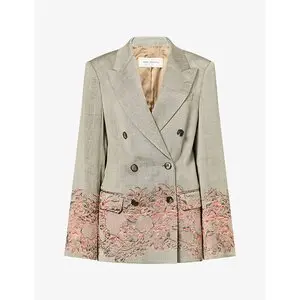 Dries Van Noten Embroidered Double-breasted Linen-blend Blazer