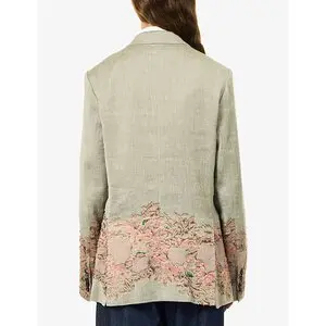 Dries Van Noten Embroidered Double-breasted Linen-blend Blazer