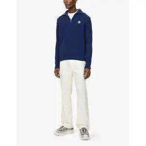 Moncler Logo-print Quarter-zip Ribbed Knit Jumper