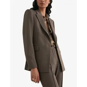 REISS Gabi Puppytooth Stretch-woven Blazer