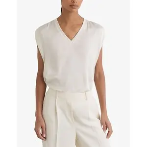 REISS Renita V-neck Silk-blend Top