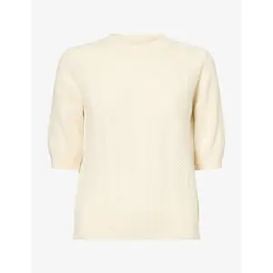 Veronica Beard Shana Pointelle-knit Alpaca-blend Top - Dove