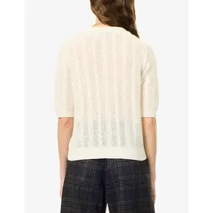 Veronica Beard Shana Pointelle-knit Alpaca-blend Top