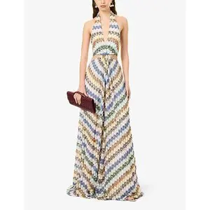 Missoni Halter-neck Chevron Knitted Maxi Dress