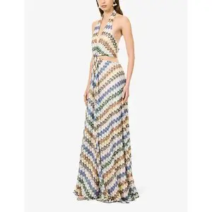 Missoni Halter-neck Chevron Knitted Maxi Dress