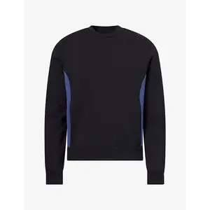 Moncler Contrast Crewneck Cotton-jersey Jumper - Black