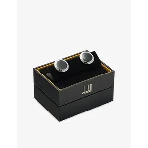 Dunhill Ad Coin Onyx Silver Cufflinks