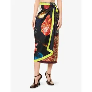 Dries Van Noten Scarf-print Wrap Midi Skirt