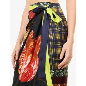 Dries Van Noten Scarf-print Wrap Midi Skirt