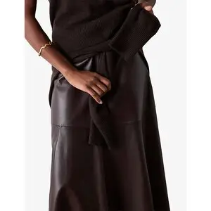 Whistles Flared Leather Maxi Skirt