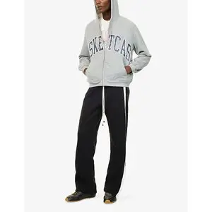BASKETCASE Logo-print Athletics Studded Full-zip Jersey Hoodie