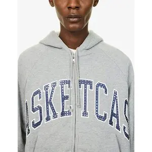 BASKETCASE Logo-print Athletics Studded Full-zip Jersey Hoodie