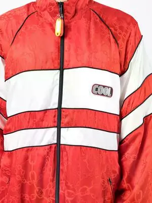 COOL T.M Logo-patch Striped Sports Jacket