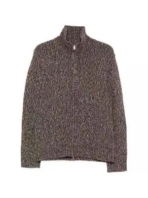 Sandro Zip-fastening Knitted Cardigan - Brown