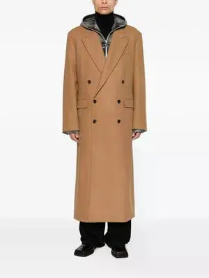SPINA Double-breasted Layered-hood Coat