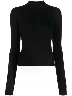 Monse Peace Sign Mock-neck Cashmere Jumper - Black