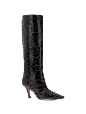 Amina Muaddi Mona 80 Croc-effect Boots